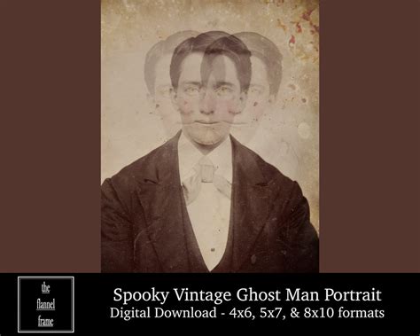 Vintage Halloween Portrait Spooky Ghost Man Photograph Haunted