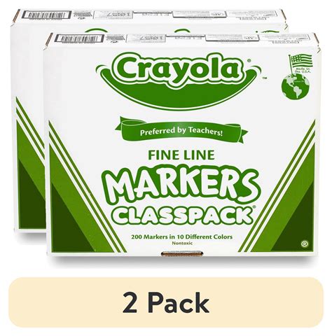 2 Pack Crayola® Non Washable Classpack Markers Fine Point 10 Colors Pack Of 200