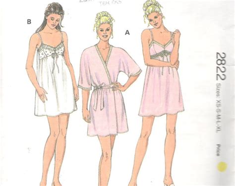 Kwik Sew Misses Lingerie Empire Cupped Nightgown Wrap Robe Pattern Womens Sewing Pattern