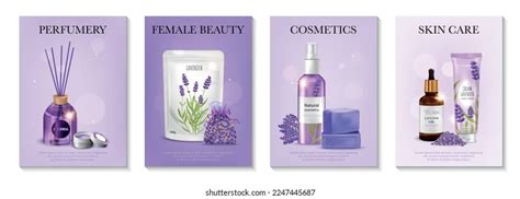 Realistic Lavender Poster Set Skin Care Stock Vector Royalty Free