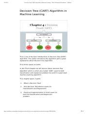 Decision Tree CART Algorithm Classification Regression Docx Decision Tree CART