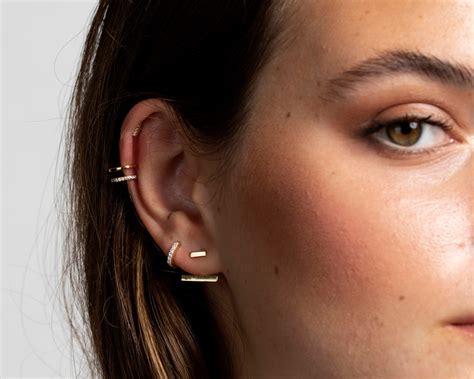 Bar Ear Jacket Earrings Gold Bar Earrings Gold Ear Jacket Etsy