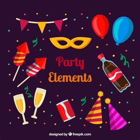 반짝이는 파티 용품 벡터 Freepik에서 무료 고품질 벡터를 다운로드하세요 Freepik