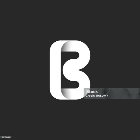 모노그램 로고 B 굵은 글자 그림자가있는 3d 효과 흰색 끝없는 라인 아이덴티티 심볼 창조적 인 흑백 타이포그래피 최소 디자인 0명에 대한 스톡 벡터 아트 및 기타 이미지