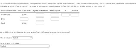 Solved In A Completely Randomized Design 12 Experimental