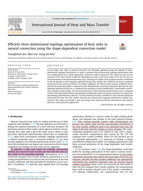 Efficient Three Dimensional Topology Optimization Of Heat Sinks In