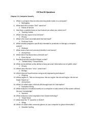 CIS Test 2 Questions Docx CIS Test 2 Questions Chapter 11 Computer Security 1 What Is A