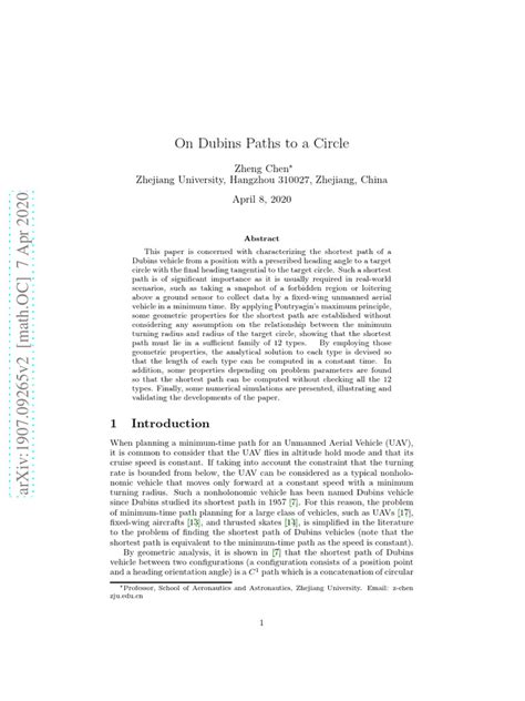 on dubin paths to a circle pdf