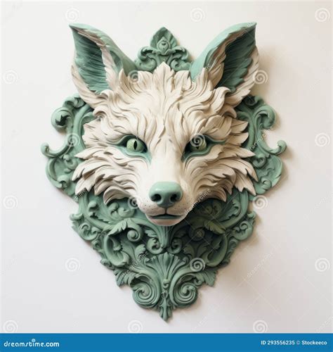 Ornate Fox Head Neo Plasticism Inspired Rococo Wall Art Stock Image