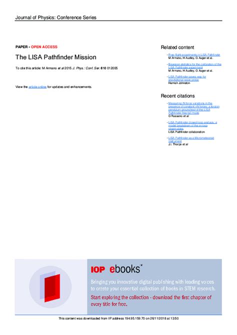 Pdf The Lisa Pathfinder Mission Jose Perez