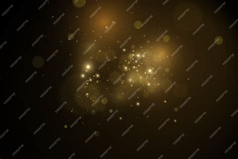 글로우 조명 효과 반짝이는 마법의 먼지 입자 먼지 스파크와 황금빛 별이 빛납니다 프리미엄 벡터
