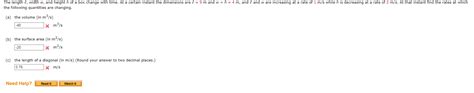 Solved The length ℓ width w and height h of a box change Chegg