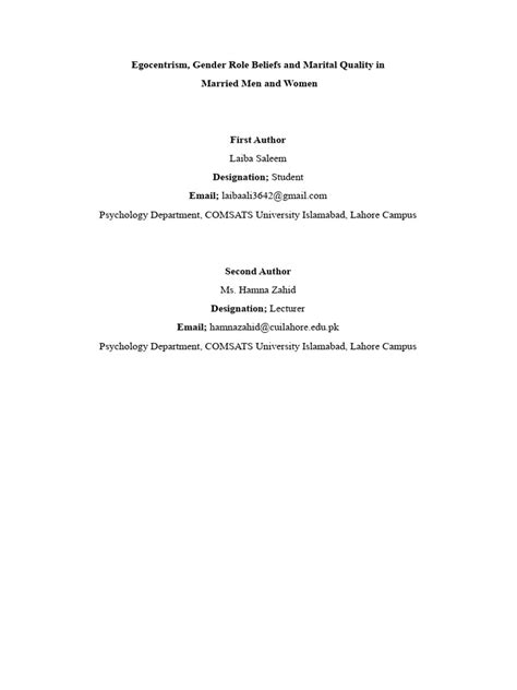 Egocentrism Pdf Gender Role Standard Deviation