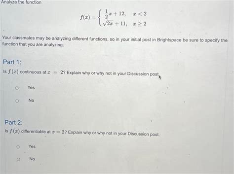 Solved Analyze The Function F X {21x 12 2x 11 X