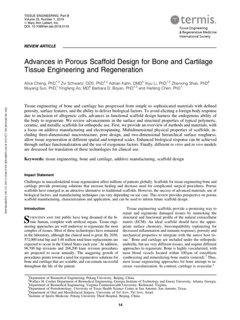 Cheng Et Al 2019 Advances In Porous Scaffold Design For Bone And