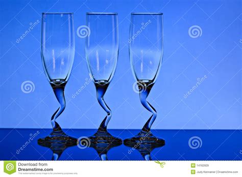 Three Wine Glasses With Blue Background Stock Image Image Of Black