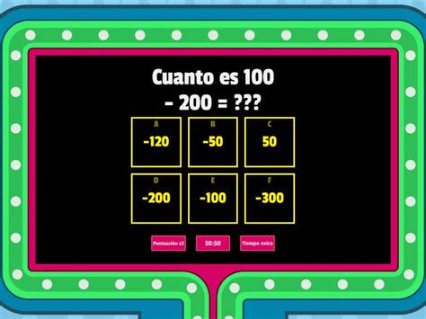 Numeros Positivos y Negativos 게임쇼 퀴즈