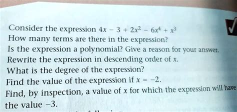 Solved Consider The Expression 4x 3 2x2 6x4 X3 How Many Terms Are