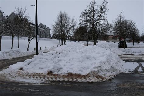 Aberdeen Scotland 6 January 2026 Winter Large Snow Pile On Snow Covered