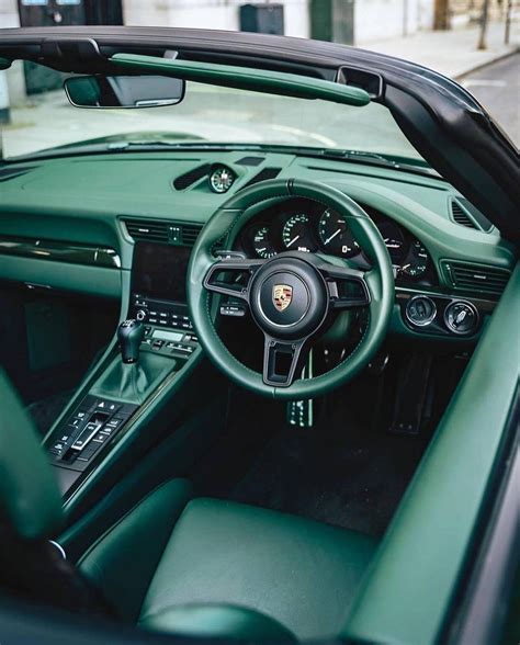 Luxury Green Sports Car With Black Leather Interior Green Convertible