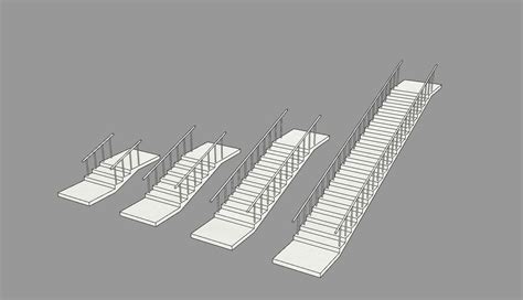 Linear Stairs With Railing Pack 3d Model Cgtrader
