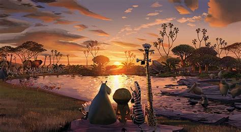 “sunset At The Watering Hole” Madagascar Concept Art 95 Piece