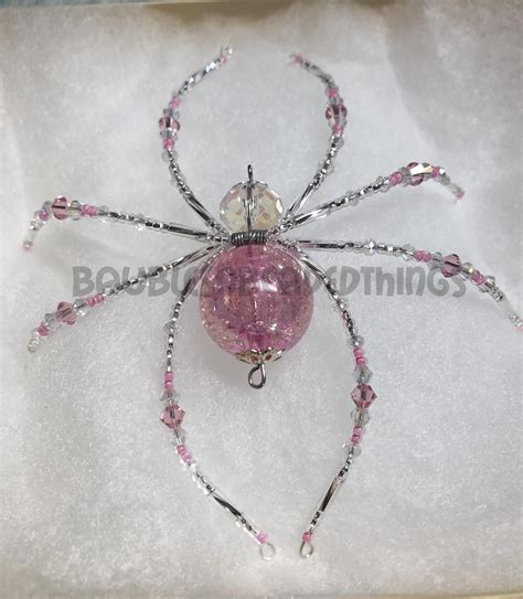 Luscious Pink Beaded Spider Etsy Beaded Spiders Spider Jewelry Spider Crafts