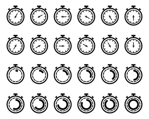 Premium Vector Black Stopwatch Clock Icon Collection Timers Icon Set Outline Stopwatch Icon