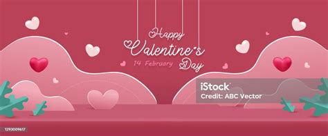 해피 발렌타인 데이 배경 귀여운 요소와 핑크에 사랑 장면 스튜디오 제품 디스플레이 3차원 형태에 대한 스톡 벡터 아트 및 기타 이미지 3차원 형태 하트 모양 강단