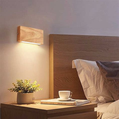 Modern Rectangle Wooden Led Bedroom Wall Lamp Vaxlamp