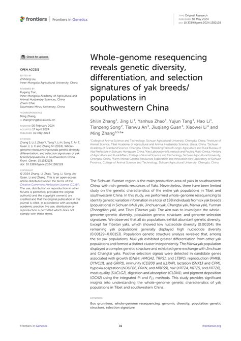 Pdf Whole Genome Resequencing Reveals Genetic Diversity Differentiation And Selection