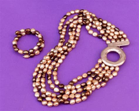 Collana A Cinque Fili Di Perle Gold E Chocolate Gioielli Santori