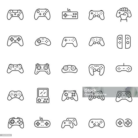 Gamepad Joypad Linear Icon Set Gamepads Video Game Controller Line With Editable Stroke Stock