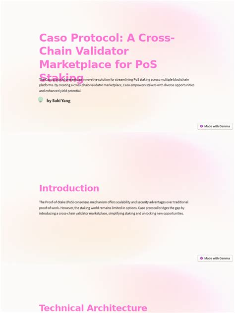Caso Protocol A Cross Chain Validator Marketplace For Pos Staking Pdf Cryptocurrency