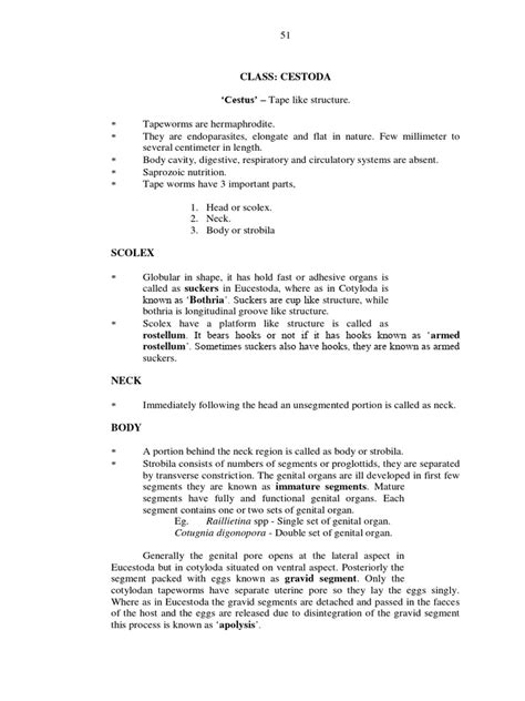 Cestodes Notes Pdf Medical Specialties