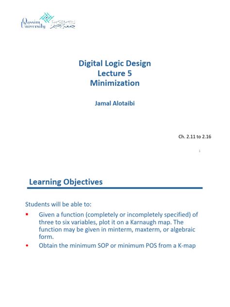 Coe121 Lecture5 Minimization Pdf Digital Electronics Mathematics
