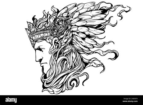 Angry Hermes Head Hand Drawn Ink Sketch Engraved Style Vector