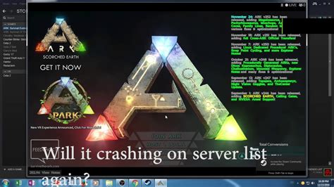 How To Fix The Ark Crashing On The Server List Youtube