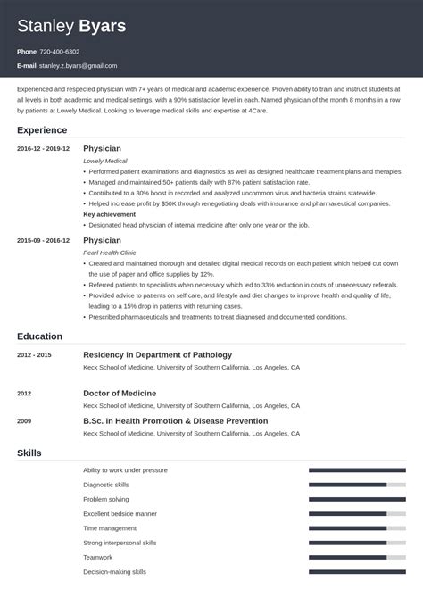 Physician Cv Example Template Influx Cv Examples Guided Writing