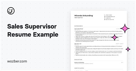 Sales Supervisor Cv Example