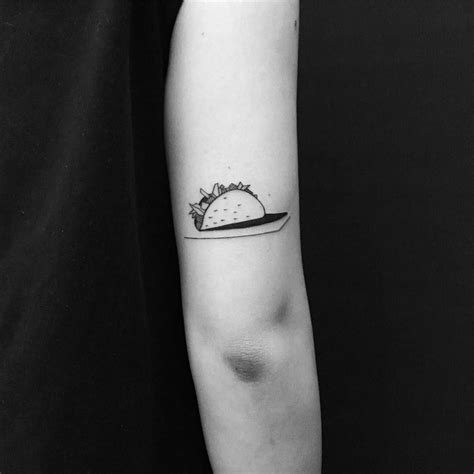 Black And White Taco Tattoo By Chinatown Stropky Inked Above The Right