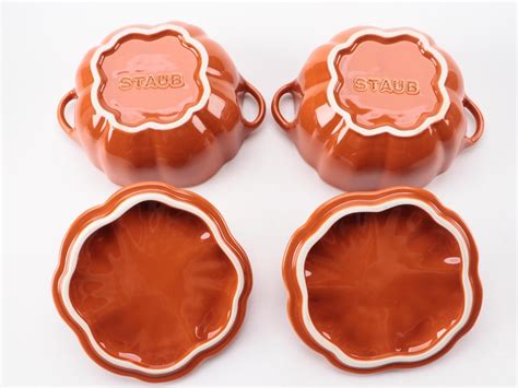 Staub Pumpkin Themed Cast Iron Cocette Dishes Ebth