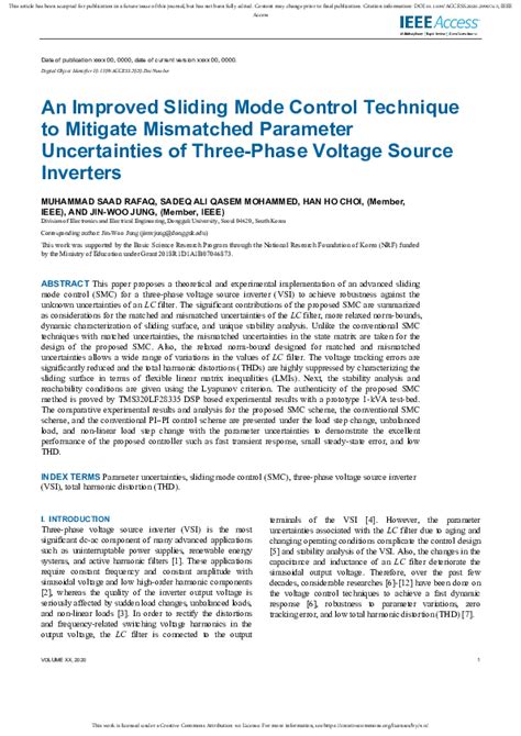 pdf an improved sliding mode control technique to mitigate mismatched