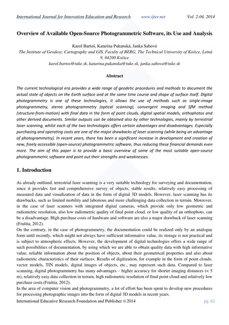 pdf overview of available open source photogrammetric software its