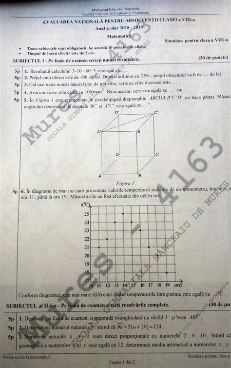Subiecte simulare Matematică clasa a VIII a Vezi ce exerciții au avut