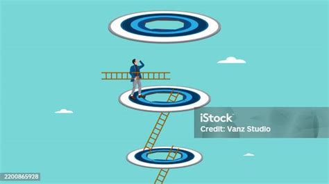 성공에 도달하기 위한 혁신 비즈니스 성공을 향한 여정 목표와 목표를 달성하기 위한 경력 경로 구축 똑똑한 사업가들은 사다리를