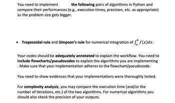 Answered You Need To Implement The Following Pairs Of Algorithms In Python And Compare Their