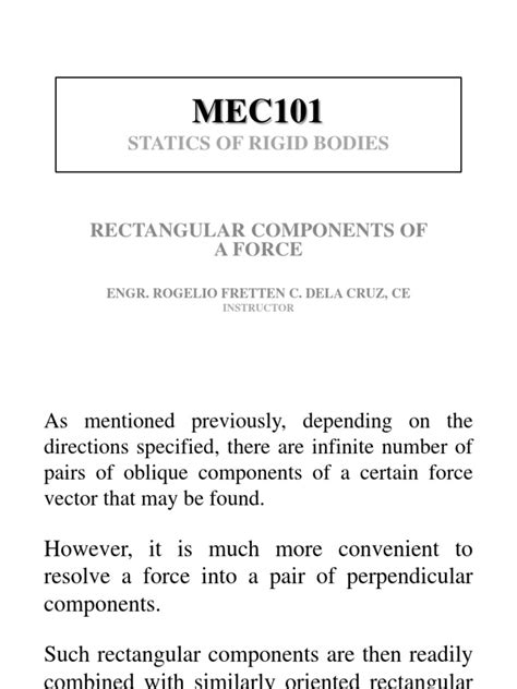 2 Rectangular Components Of A Force Pdf Euclidean Vector