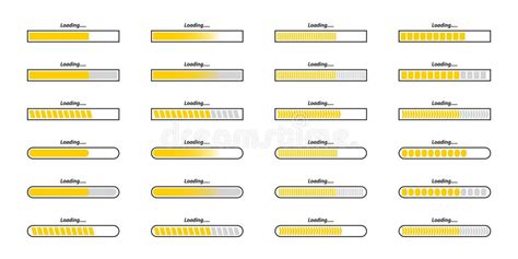 Loading Bar Icon Set Load Signs Download Indicator Sign Progress