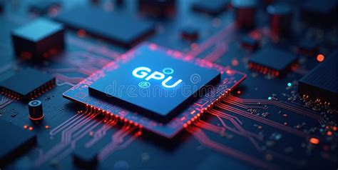 High Performance Gpu Processor Mounted On Advanced Technological Motherboard Circuitry Stock